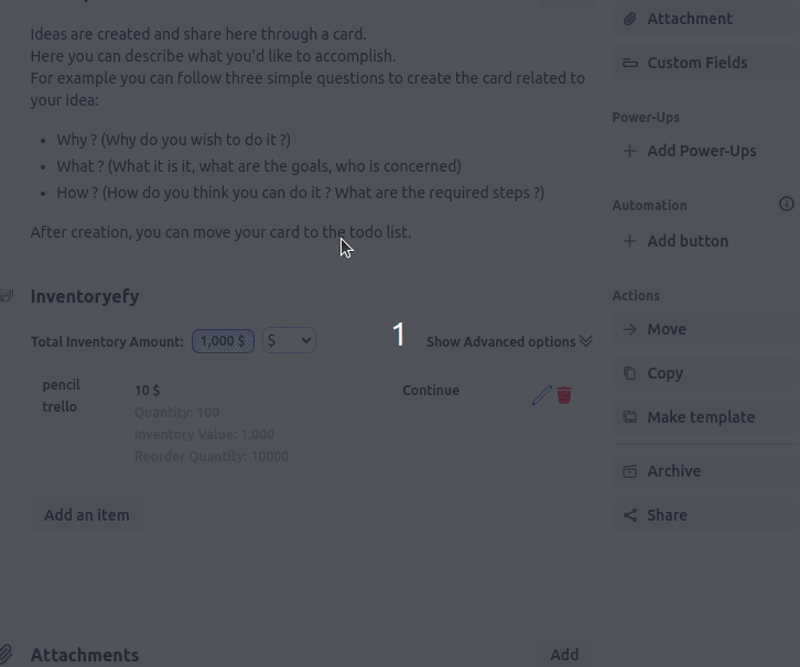 Inventoryefy (Manage inventory on cards) Power-Up | Trello